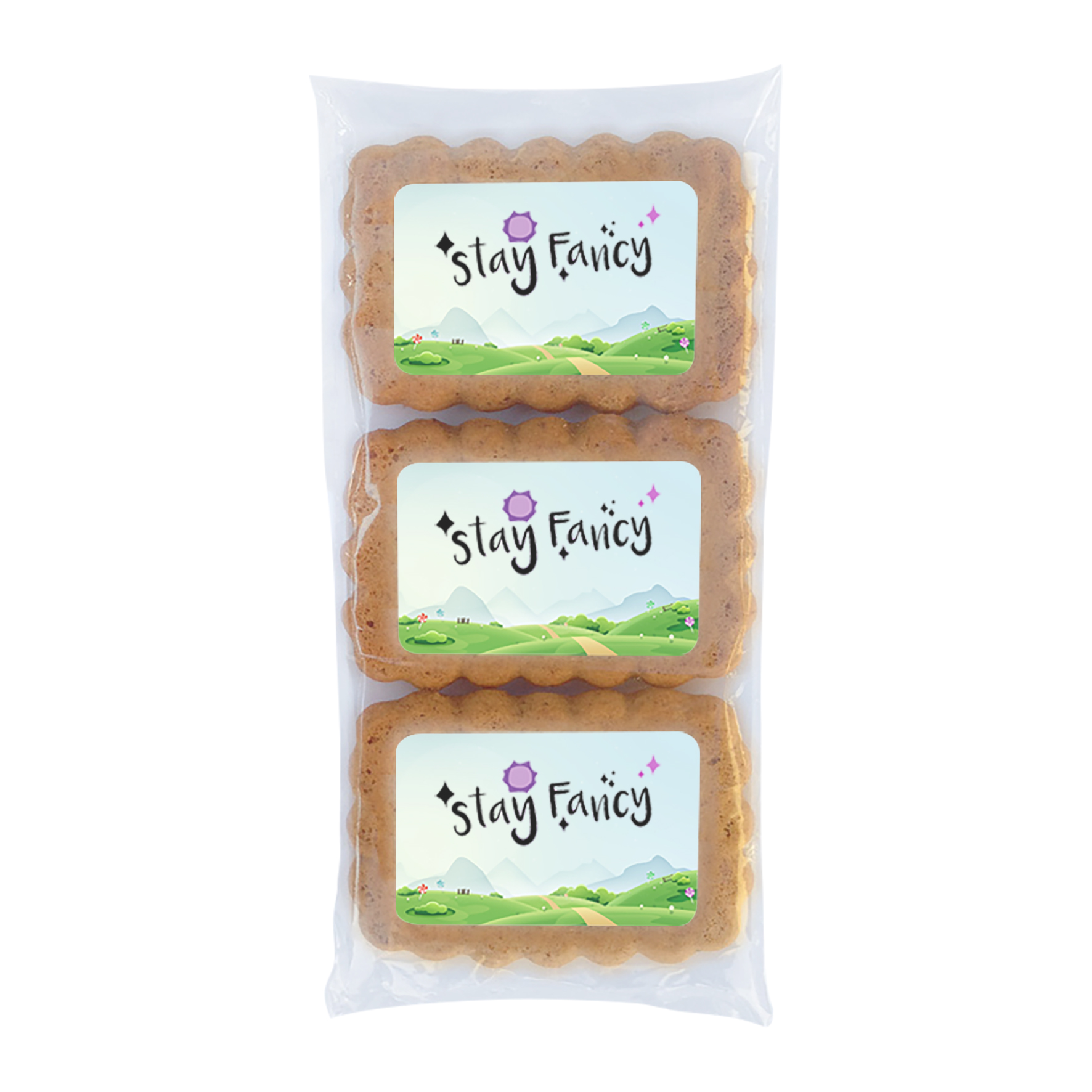 Trio Of Gingerbread Cookies With Edible Label, Supplied In A Clear Flow ...