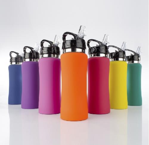 Custom Stainless Steel Water Bottles 600ml Flip Straw Soft Touch - Buy ...
